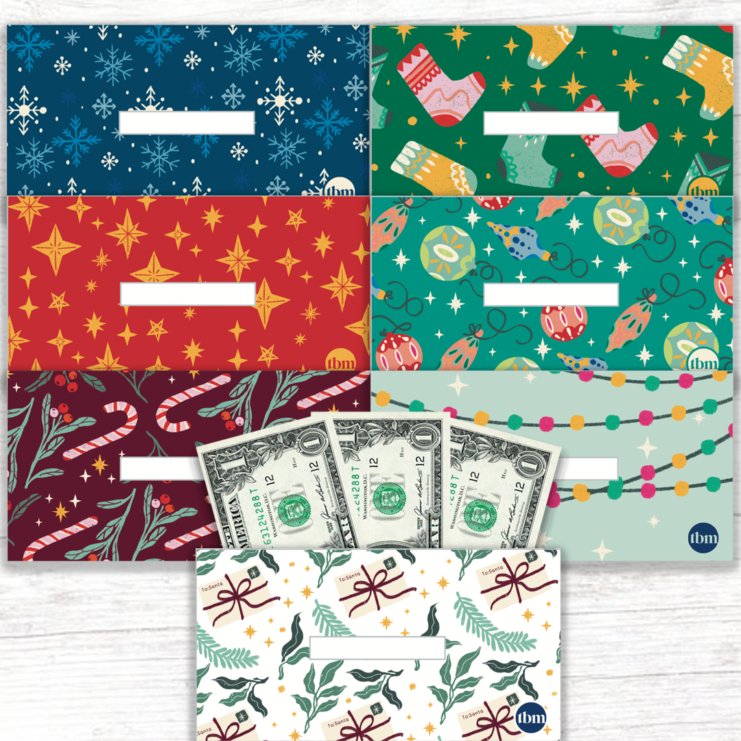 'The Holidays Are Here' Theme Horizontal Cash Envelopes (Printable ...